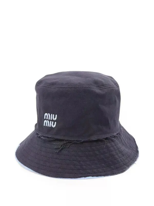Miu Miu 2010s Logo-embroidered Bucket Hat - Blue