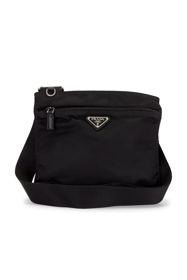 Prada Tessuto Flat Messenger Bag - Black