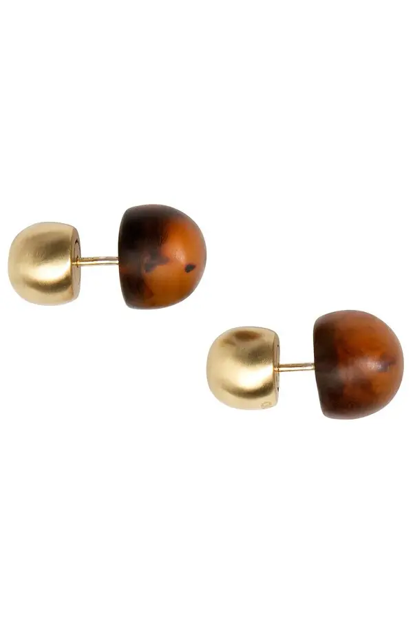 Dinosaur Designs Small Ball Stud Earrings In Brown