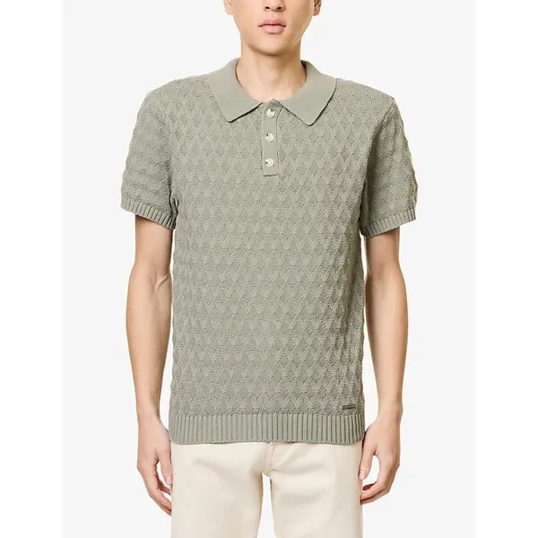 BELIER Jacques Diamond Stitch Cotton-blend Polo Shirt