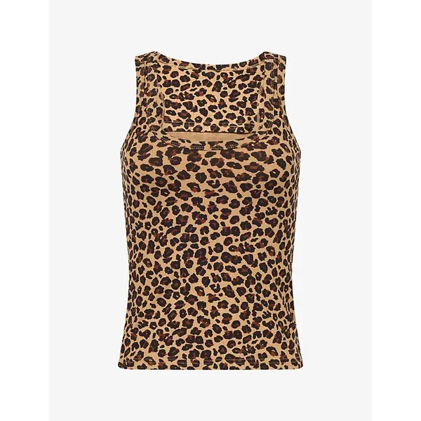 NEVER FULLY DRESSED Print Scoop-neck Ribbed Tank Top