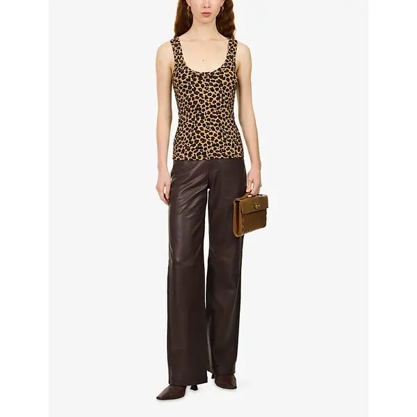 NEVER FULLY DRESSED Print Scoop-neck Ribbed Tank Top