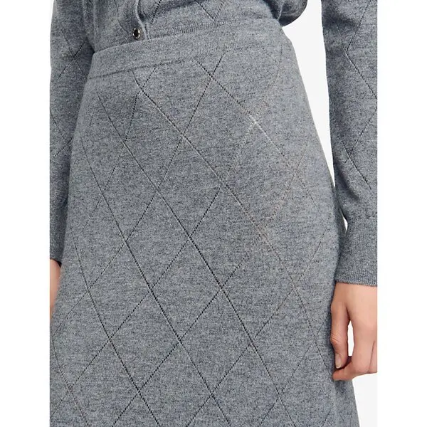 Sandro Pointelle-knit Elasticated-waist Wool And Cashmere Maxi Skirt
