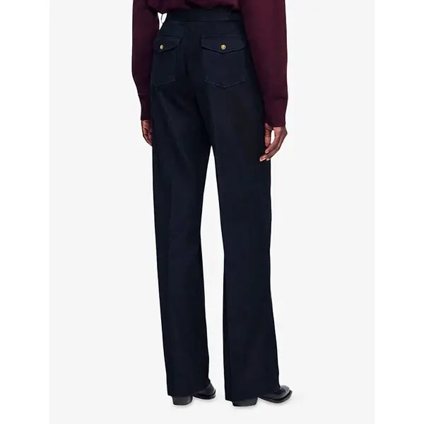 Sandro Button-embellished Wide-leg High-rise Jeans