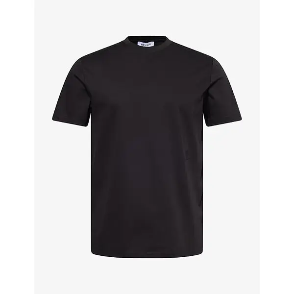 BELIER Crest Embroidered Mercerised Cotton T-shirt - Black