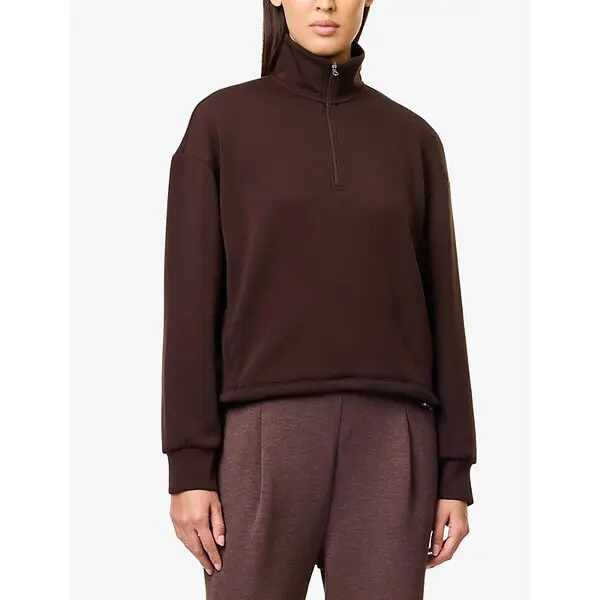 Varley Sian Cropped Half-zip Jersey Sweatshirt
