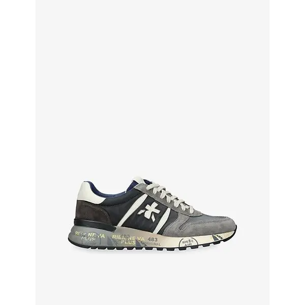 Premiata Lander Suede And Woven Trainers - Grey/m.cmb