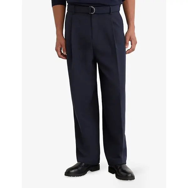 REISS Atwell Belted Relaxed-fit Stretch-woven Trousers