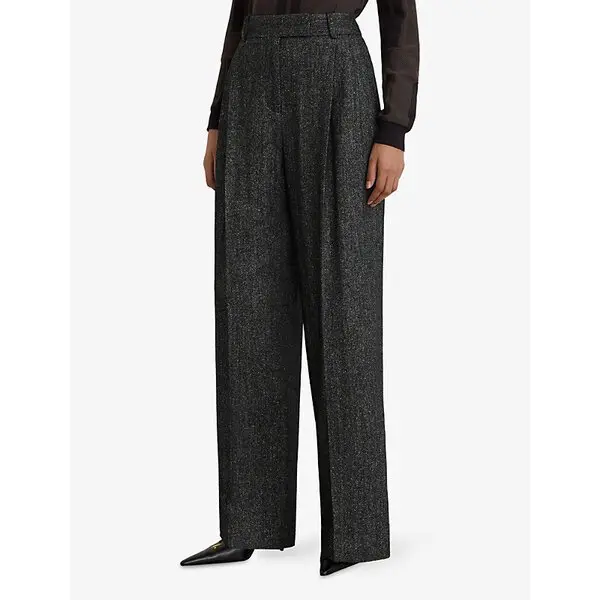 REISS Camila Wide-leg Wool And Silk Trousers