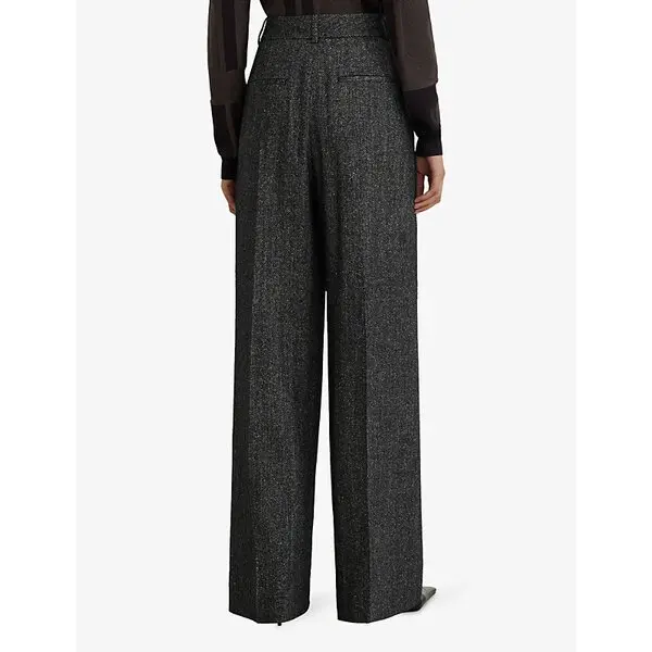 REISS Camila Wide-leg Wool And Silk Trousers