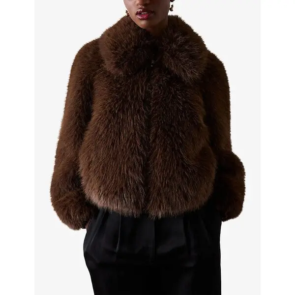 Whistles Collared Regular-fit Faux-fur Jacket