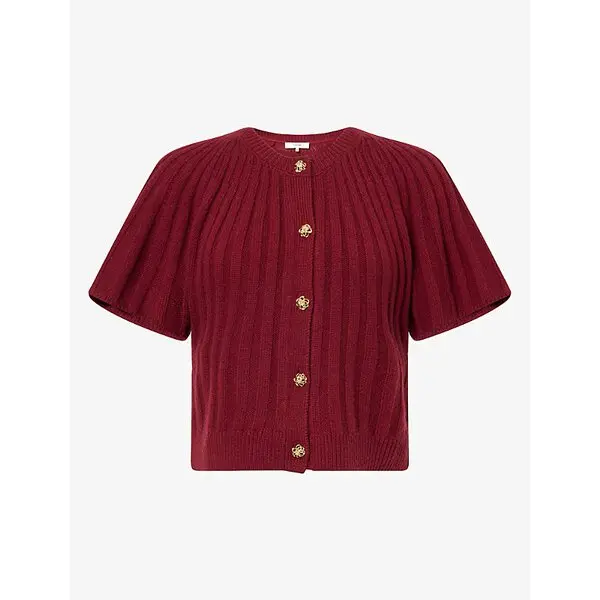 FRAME The Flutter Wool-cashmere Knit Cardigan - Deep Garnet