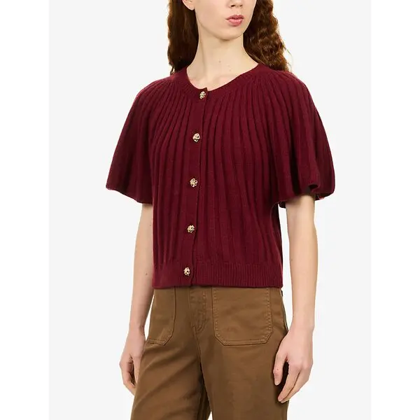 FRAME The Flutter Wool-cashmere Knit Cardigan - Deep Garnet