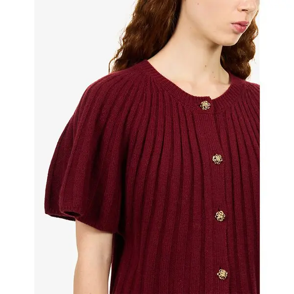 FRAME The Flutter Wool-cashmere Knit Cardigan - Deep Garnet