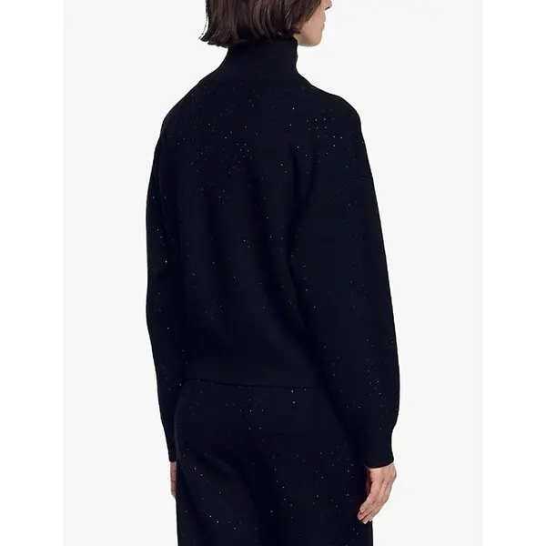 Sandro Rhinestone-embellished Relaxed-fit Knitted Cardigan