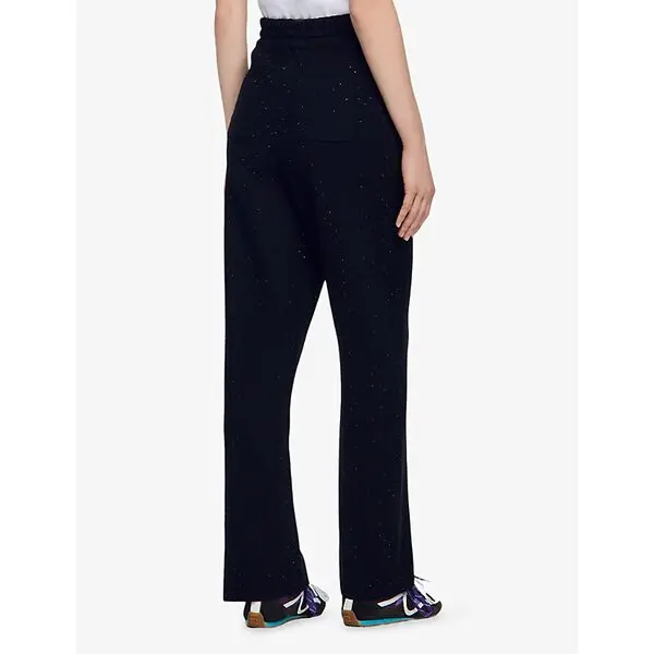 Sandro Rhinestone Drawstring-waist Cashmere-blend Jogging Bottoms