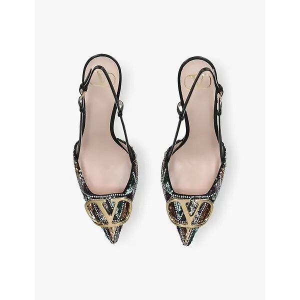 Valentino Garavani Vlogo Signature 80 Leather Slingbacks