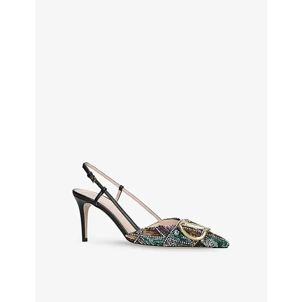 Valentino Garavani Vlogo Signature 80 Leather Slingbacks