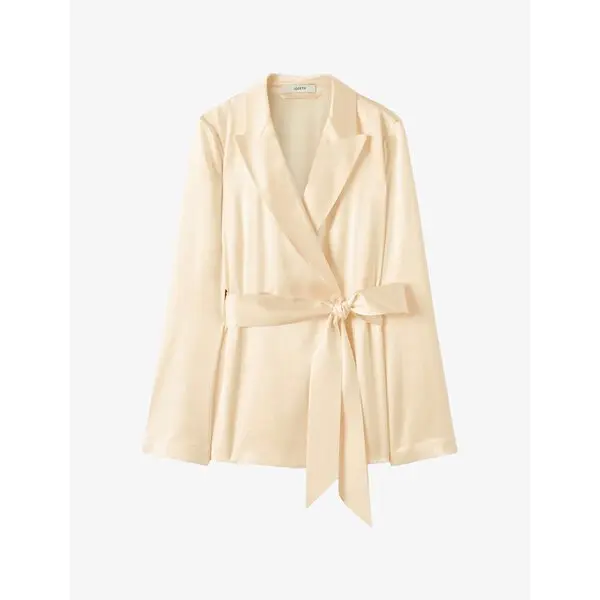 JOSEPH Archer Silk-satin Jacket - Sandstone