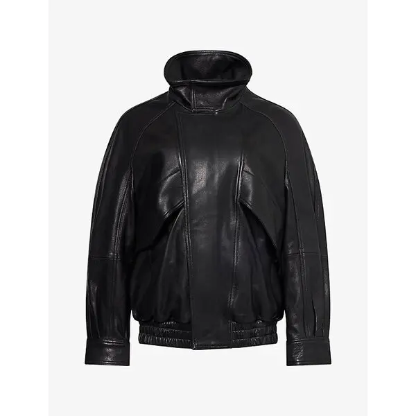 Nour Hammour Ariste High-collar Leather Jacket