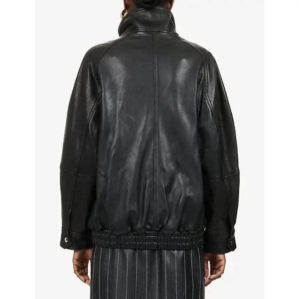 Nour Hammour Ariste High-collar Leather Jacket