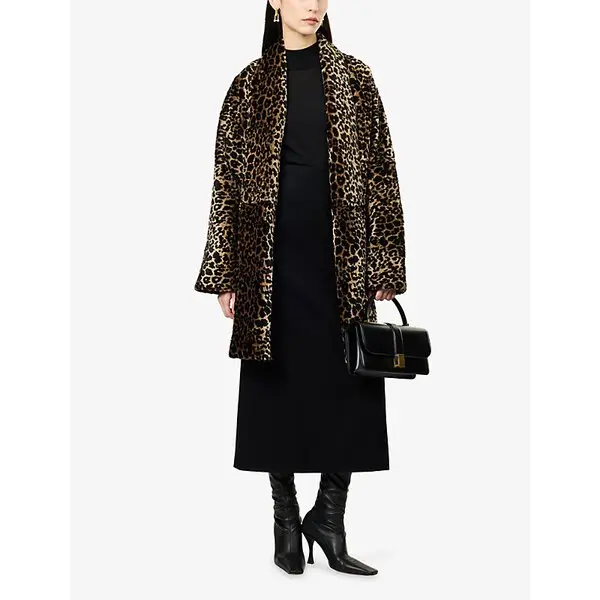 Nour Hammour Raquel Leopard-print Shearling Coat