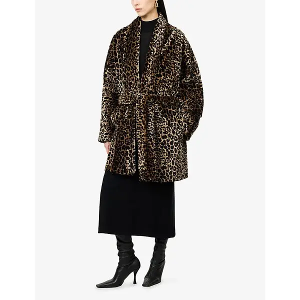 Nour Hammour Raquel Leopard-print Shearling Coat