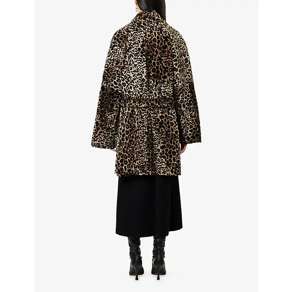 Nour Hammour Raquel Leopard-print Shearling Coat