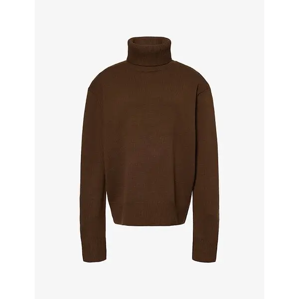 THE FRANKIE SHOP Gala Padded Turtleneck Wool Jumper - Brown