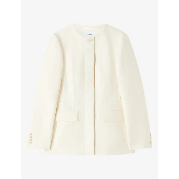 JOSEPH Myra Round-neck Cotton And Silk-blend Jacket - Sandstone