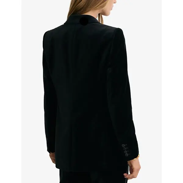 REISS Wren Satin-trim Single-breasted Velvet Blazer
