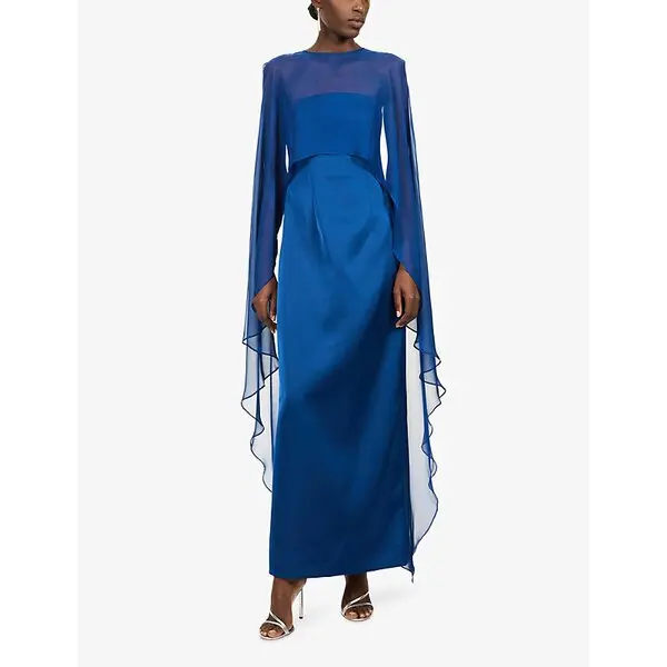 Simkhai Fiora Satin Organza Cape Gown