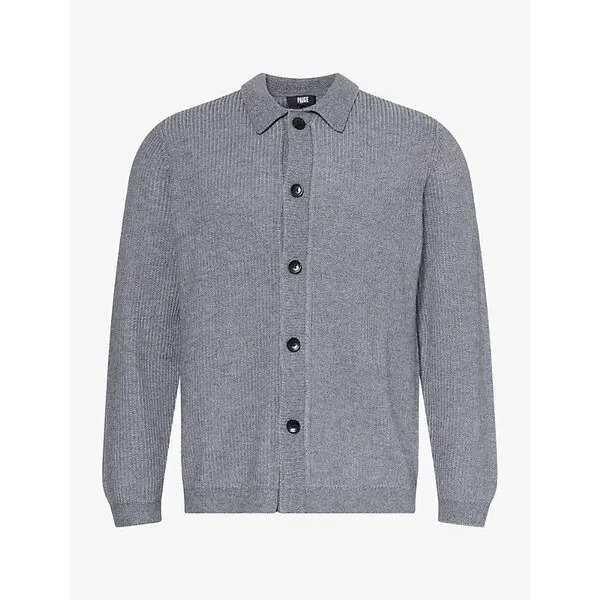 Paige Ribbed Wool-blend Cardigan - Cracked Pepper Combo