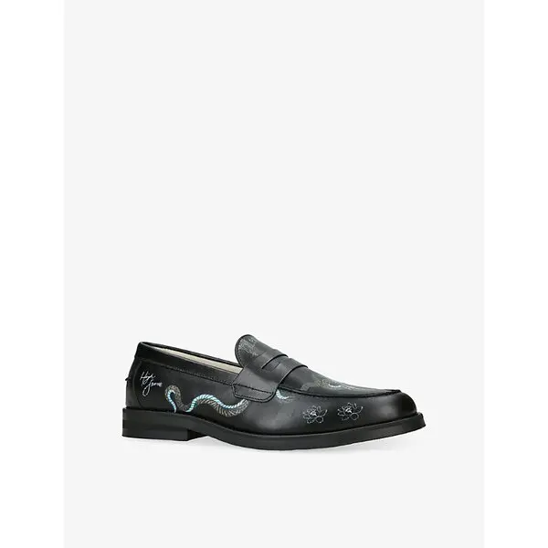 DUKE + DEXTER Wilde Pleasant Dreams Snake Leather Penny Loafers