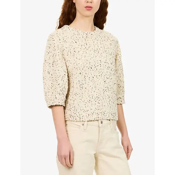 FRAME The Confetti Short-sleeve Knit Sweater