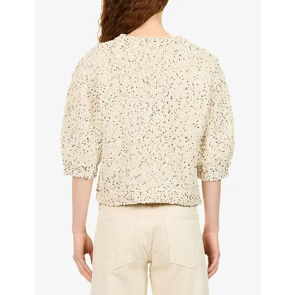 FRAME The Confetti Short-sleeve Knit Sweater