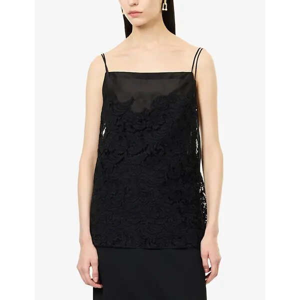 Khaite Neema Lace Silk Voile Top
