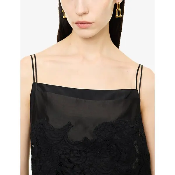 Khaite Neema Lace Silk Voile Top
