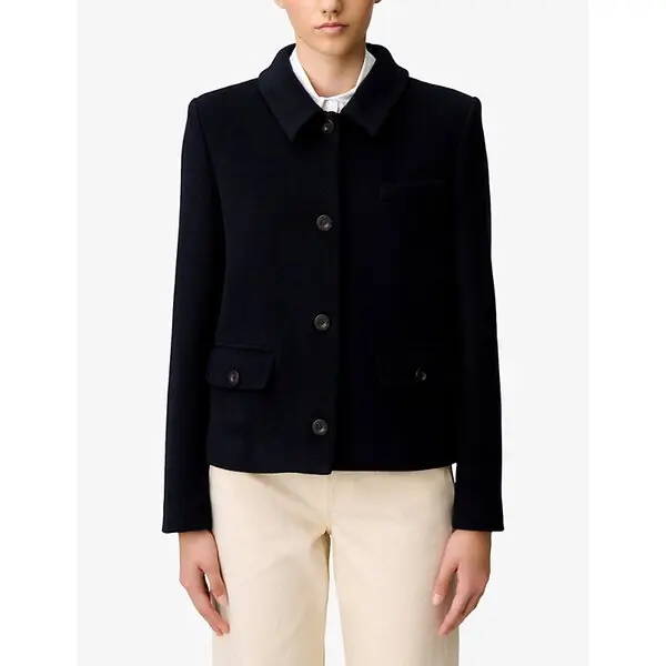 Claudie Pierlot Faux Fur-collar Boxy-fit Wool-blend Jacket