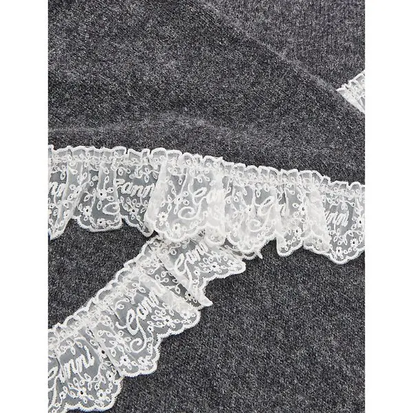 GANNI Lace-trimmed Wool Scarf