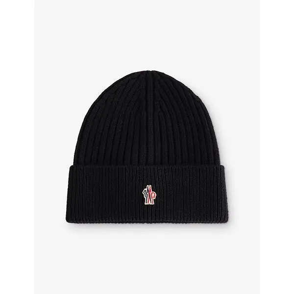 Moncler Embroidered Badge Wool Beanie