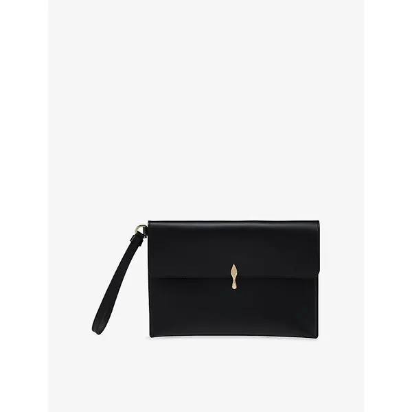 CHRISTIAN LOUBOUTIN Bettina Flat Leather Pouch - Black