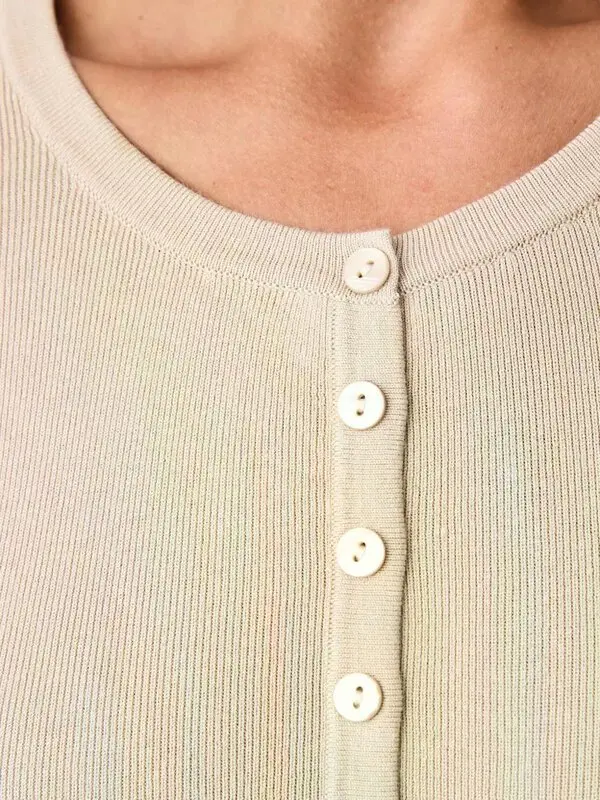 MOS MOSH Henley-neck Ribbed Sweater