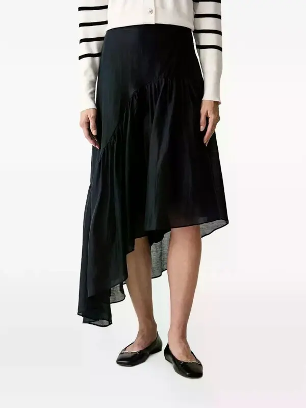 MORGAN Asymmetric Ruffled Midi Skirt
