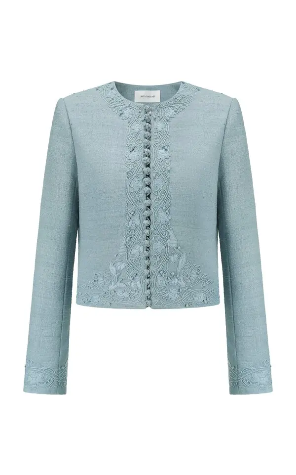 INTO THE EAST Embroidered Silk Jacket - Blue