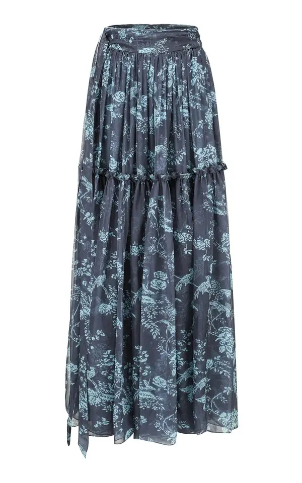 INTO THE EAST Floral Paneled Lace Maxi Skirt