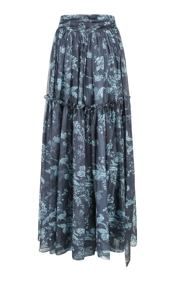 INTO THE EAST Floral Paneled Lace Maxi Skirt