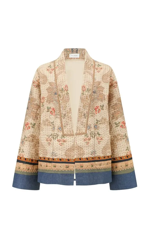 INTO THE EAST Floral Scroll Silk-linen Jacket - Multi