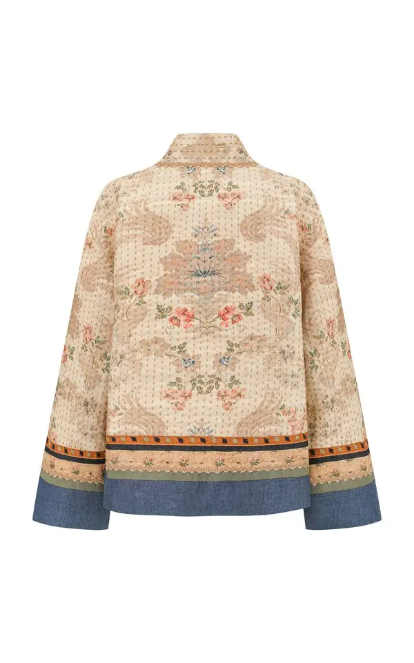 INTO THE EAST Floral Scroll Silk-linen Jacket