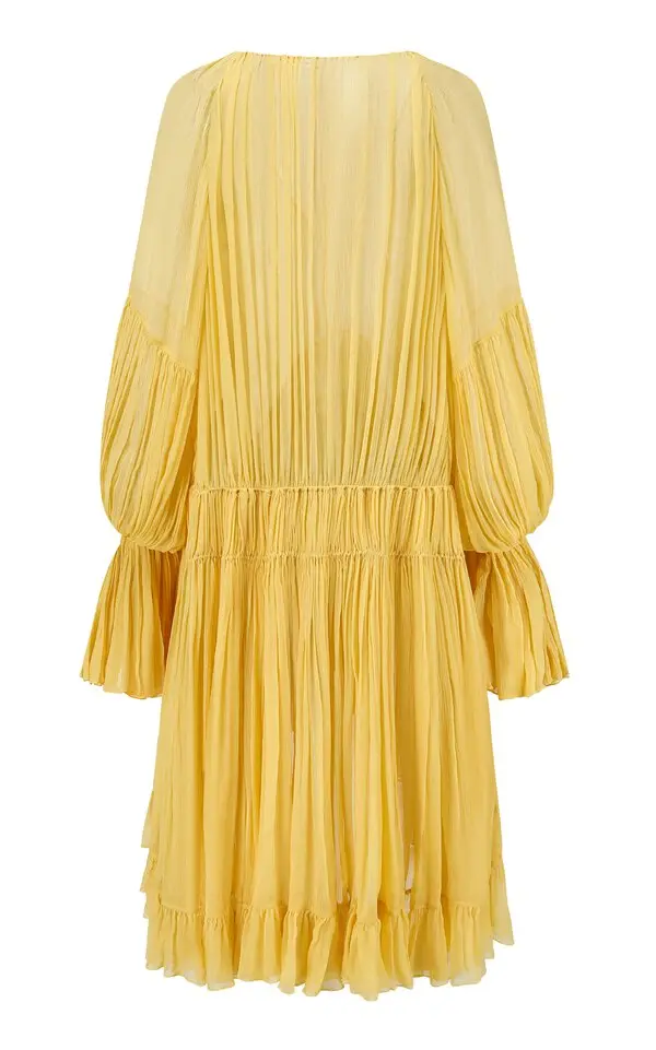 INTO THE EAST Pleated Silk Mini Dress